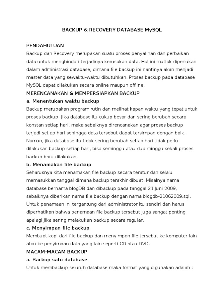 Backup Restore | PDF