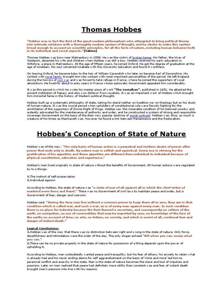 Thomas Hobbes | PDF | Sovereignty | Thomas Hobbes