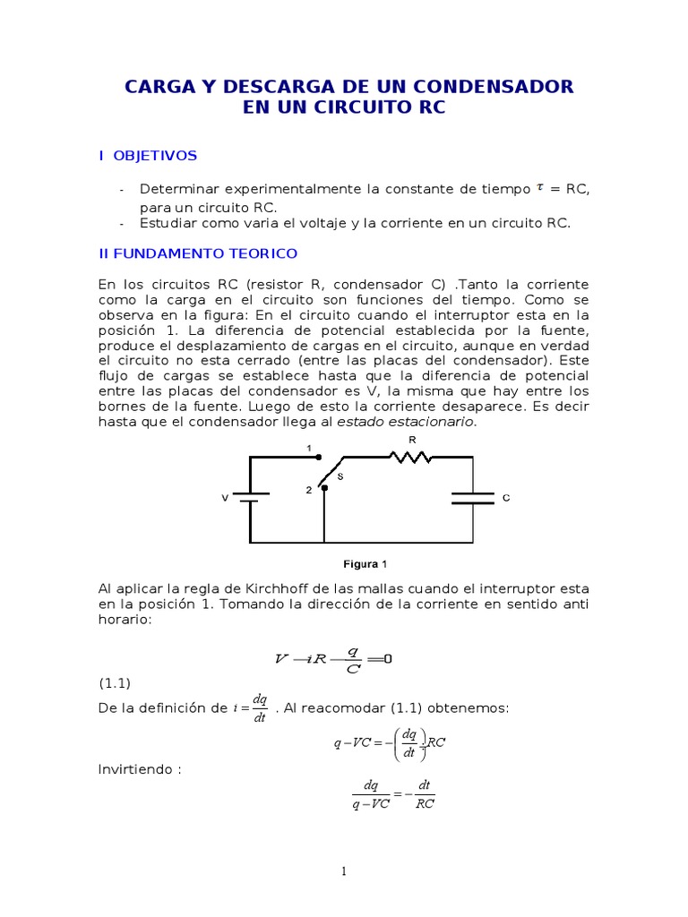 Carga y Descarga RC | PDF | Condensador | Corriente eléctrica