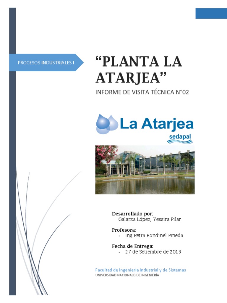 Informe Técnico: Planta La Atarjea | PDF | Agua subterránea | Lima