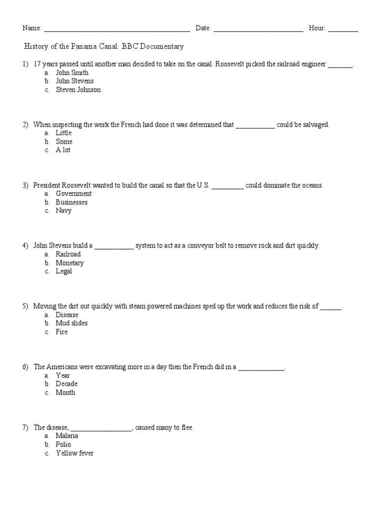 Lesson-Panama Canal Worksheet | PDF | Bodies Of Water | Physical Geography