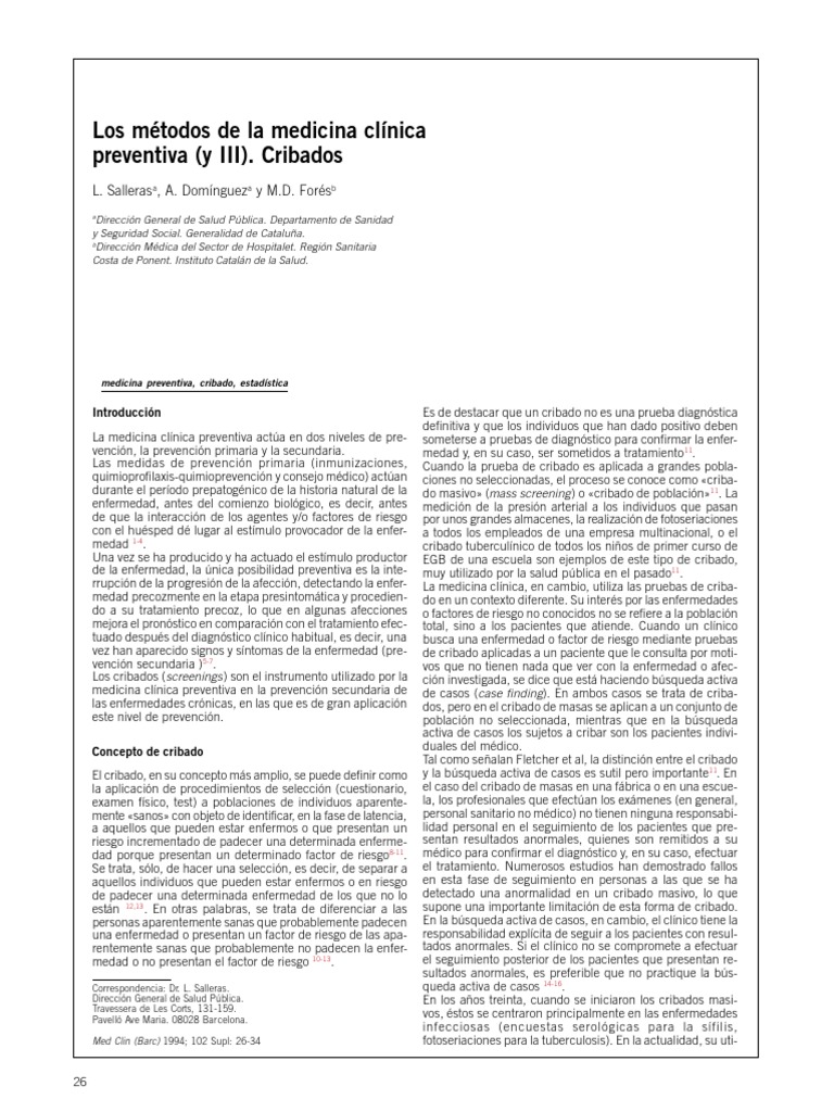 Tipos y significado de cribados médicos | PDF | Diagnostico medico ...
