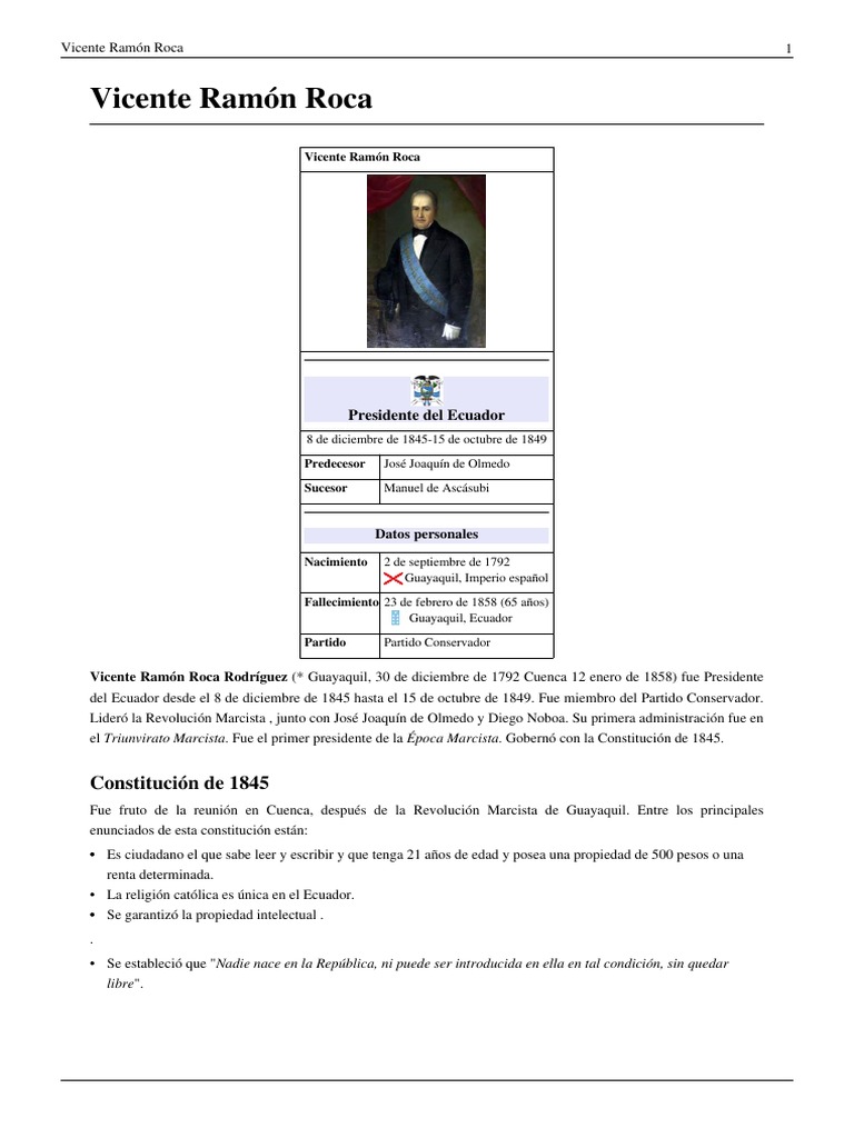 Biografía de Vicente Ramón Roca | Ecuador | Gobierno