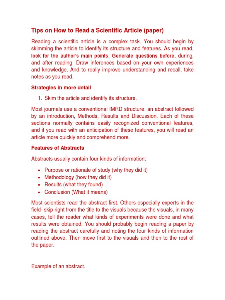 Reading Strategies for Scientific Articles | PDF | Career & Growth ...