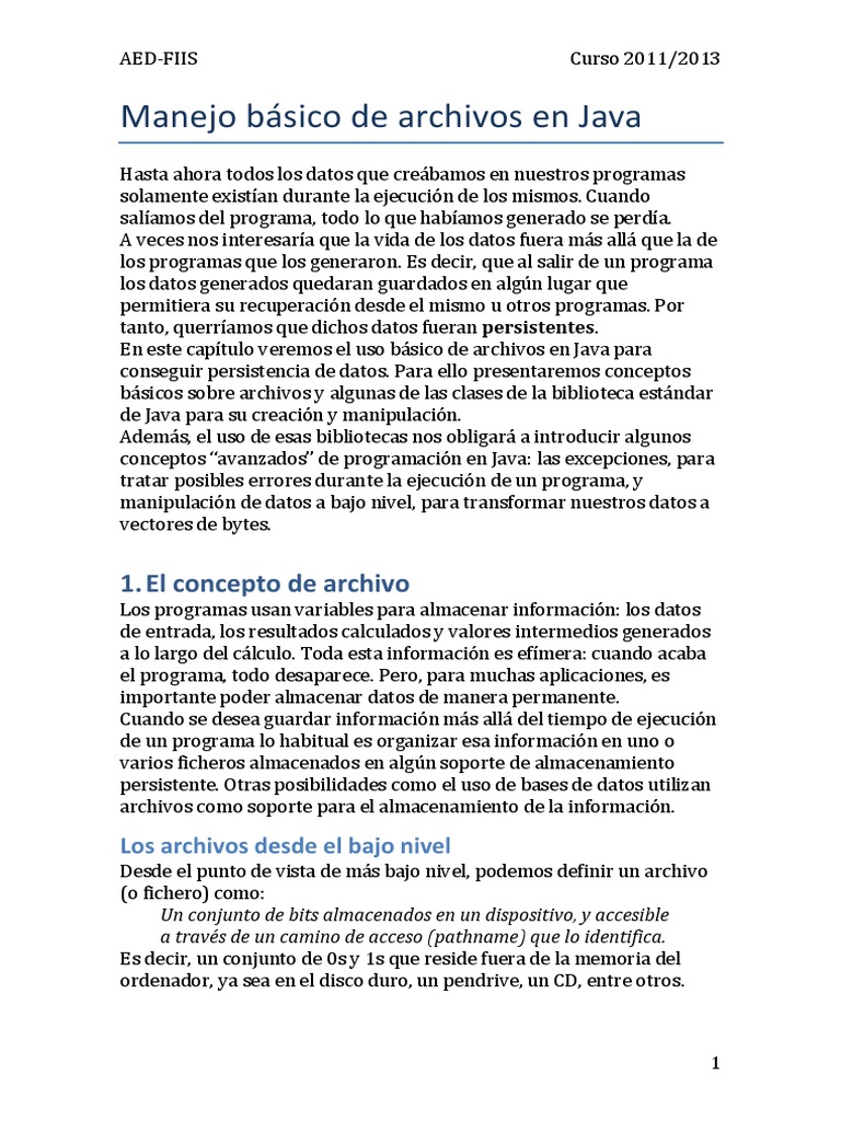 4-Manejo Basico de Archivos en Java | PDF | Archivo de computadora | Java (lenguaje de programación)