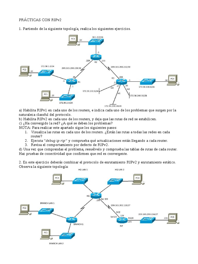 Ejercicios RIPv2 | PDF | Enrutador (Computación) | Transmisión de datos