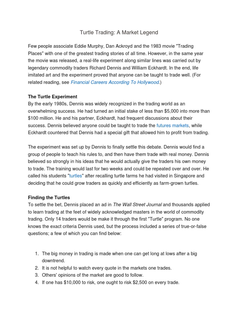Turtle Trading PDF | PDF | Business Economics | Financial Markets