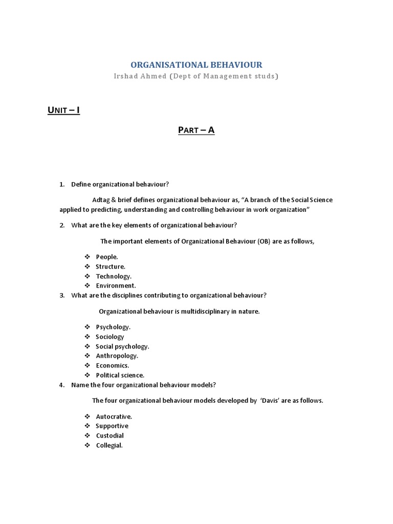 Organisational Behaviour Pdf Organizational Behavior Perception