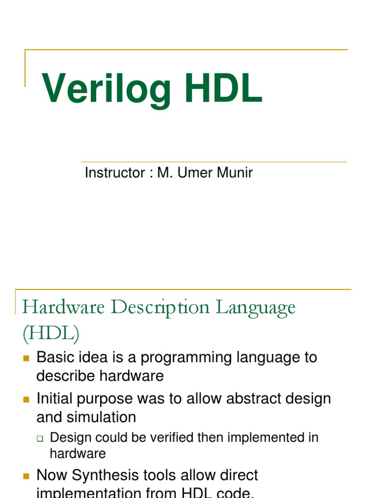 Verilog HDL | Download Free PDF | Hardware Description Language | Vhdl