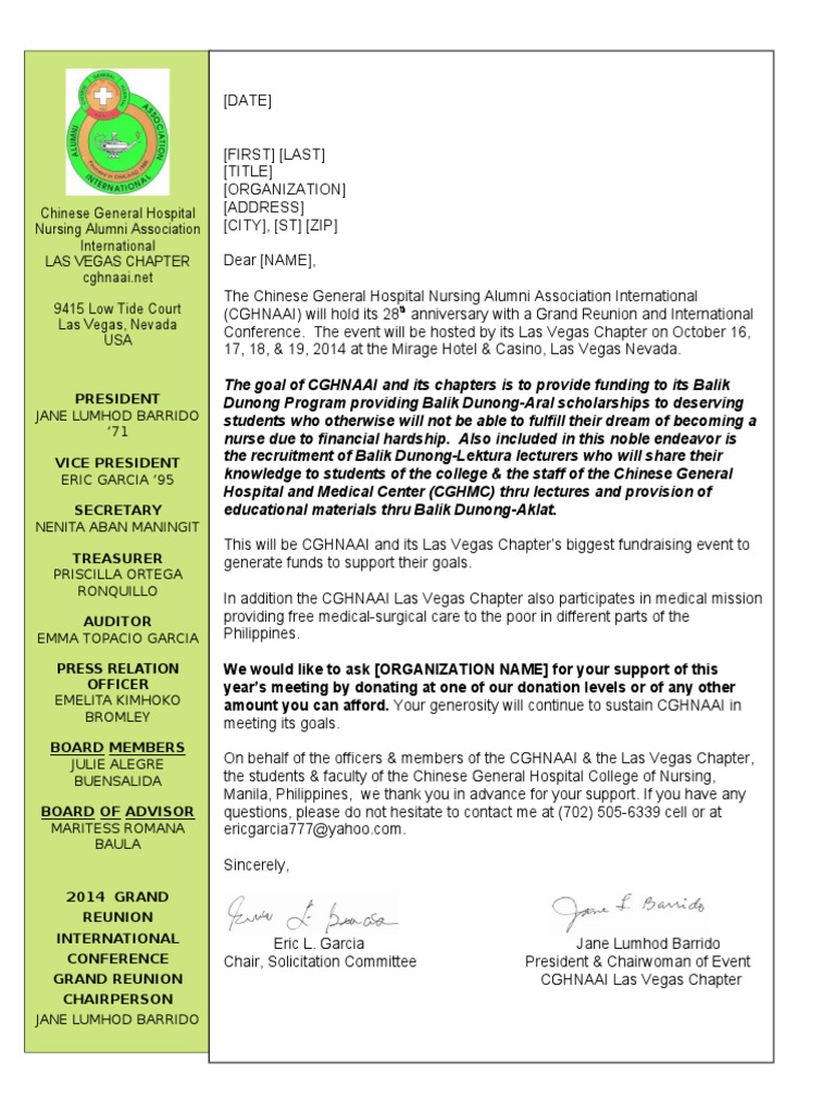201 Cghnaai Las Vegas Grand Reunion Solicitation Letter | PDF