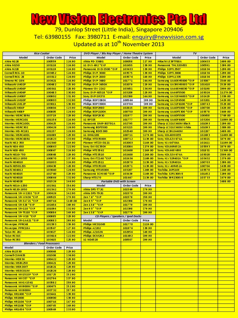 Electronics Price List Singapore | PDF | Consumer Electronics ...