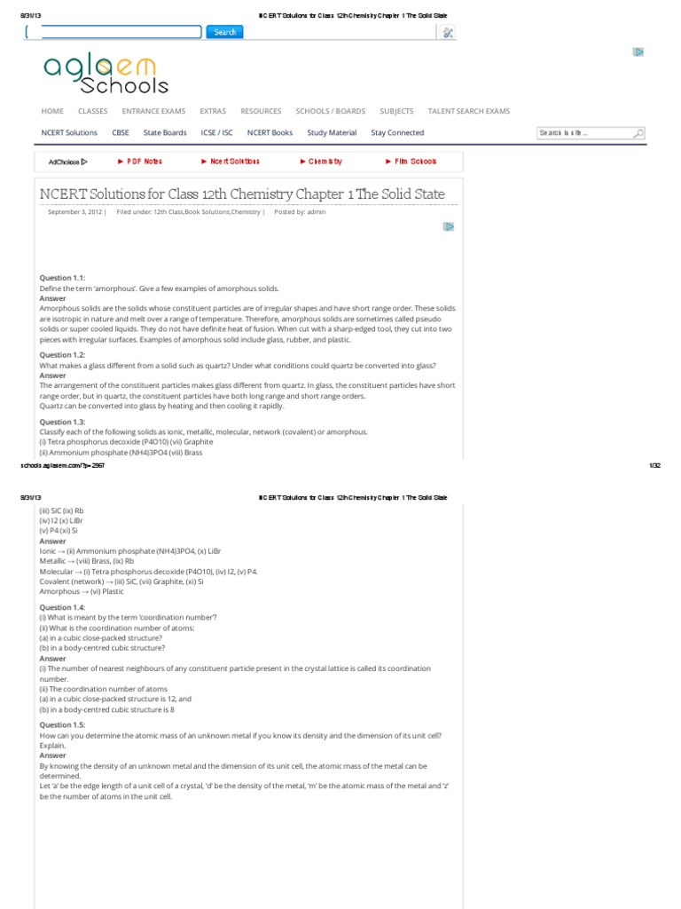 Chapter 1 The Solid State PDF | PDF | Ion | Crystal Structure