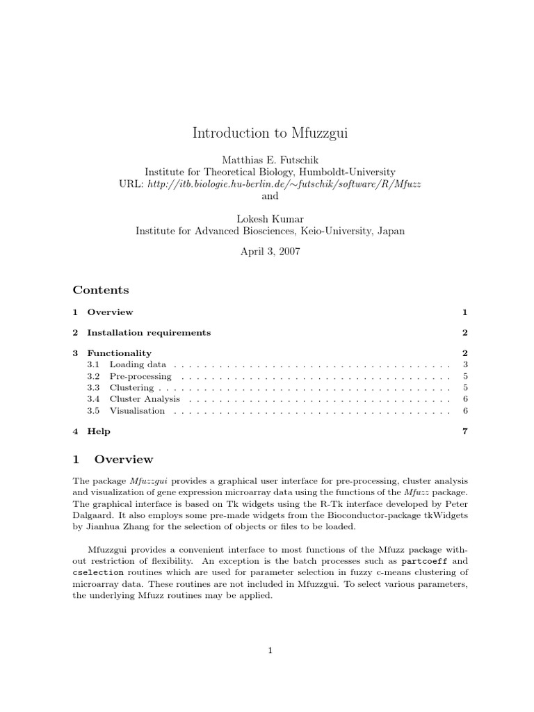 Mfuzzgui PDF | PDF | Cluster Analysis | R (Programming Language)