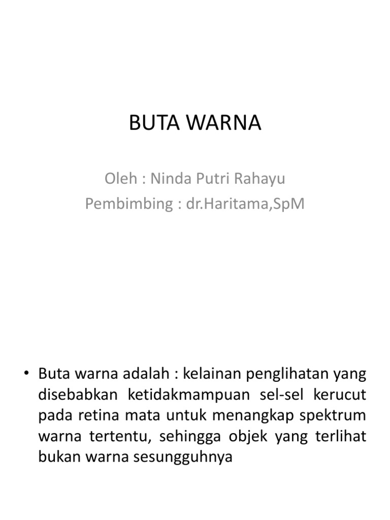 Jenis dan Diagnosis Buta Warna | PDF | Sains & Matematika | Kesehatan ...