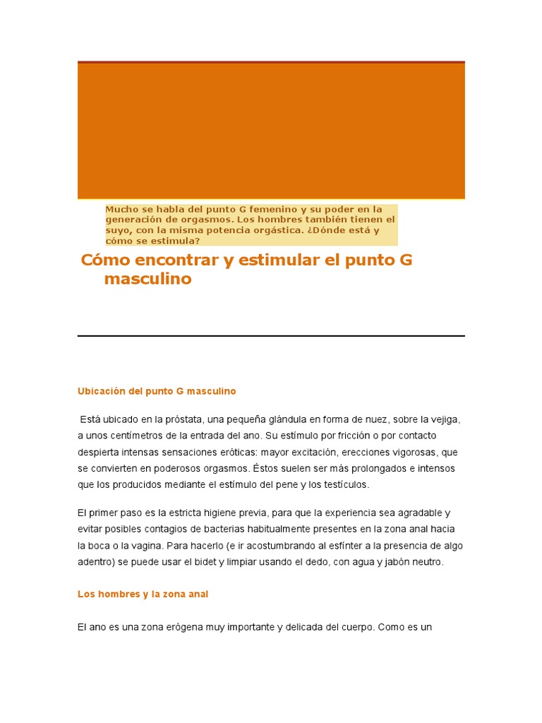 Cómo Encontrar y Estimular El Punto G Masculino | PDF | Sexo anal | Orgasmo