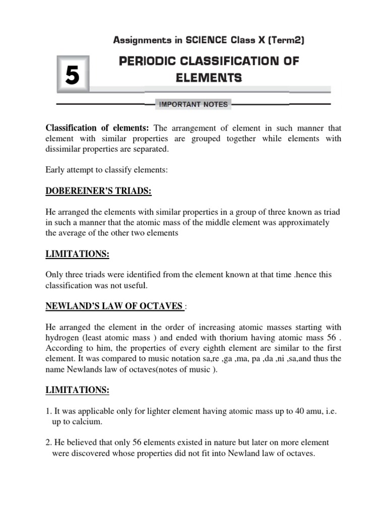 Periodic Classification of Elements PDF | PDF | Periodic Table ...