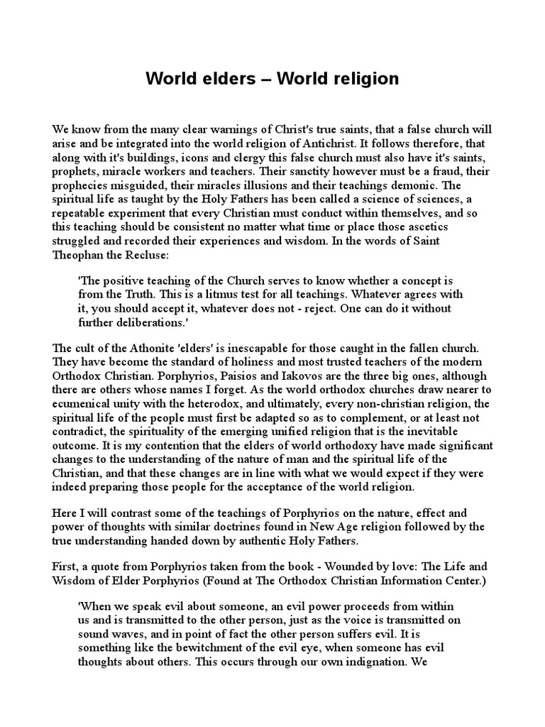 World Elders - World Religion | PDF | Eastern Orthodox Church ...