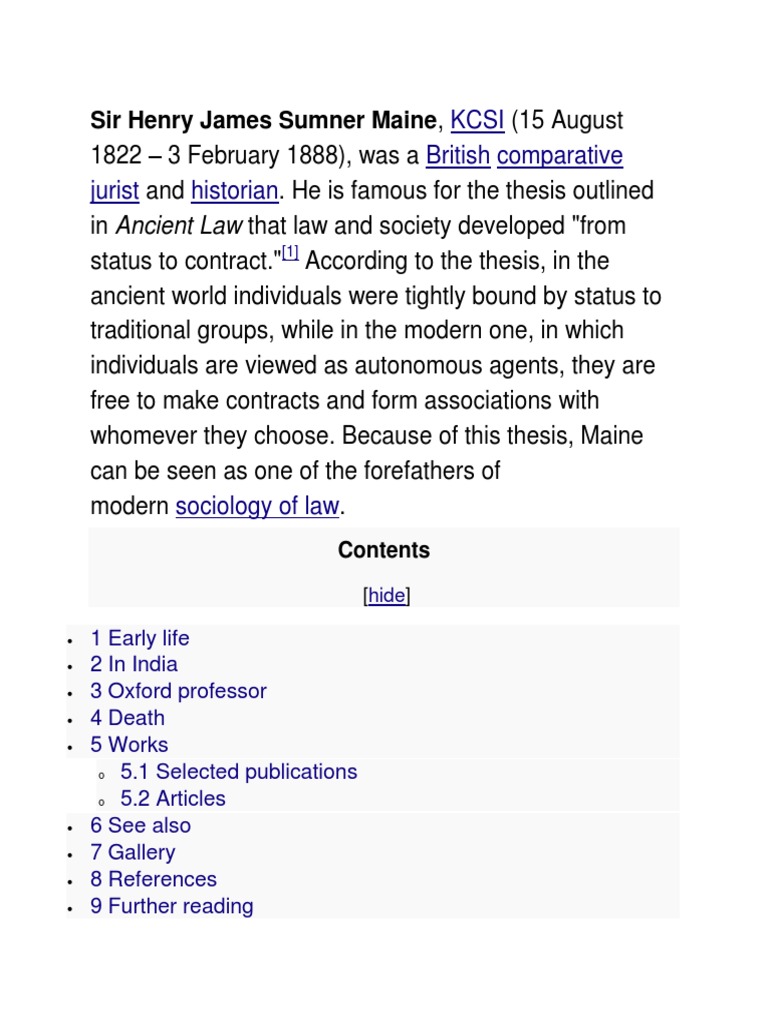 Sir Henry James Sumner Maine | PDF | Science | Science (General)