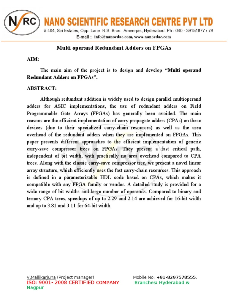 Multi-Operand Redundant Adders FPGA | PDF | Certified Public Accountant ...