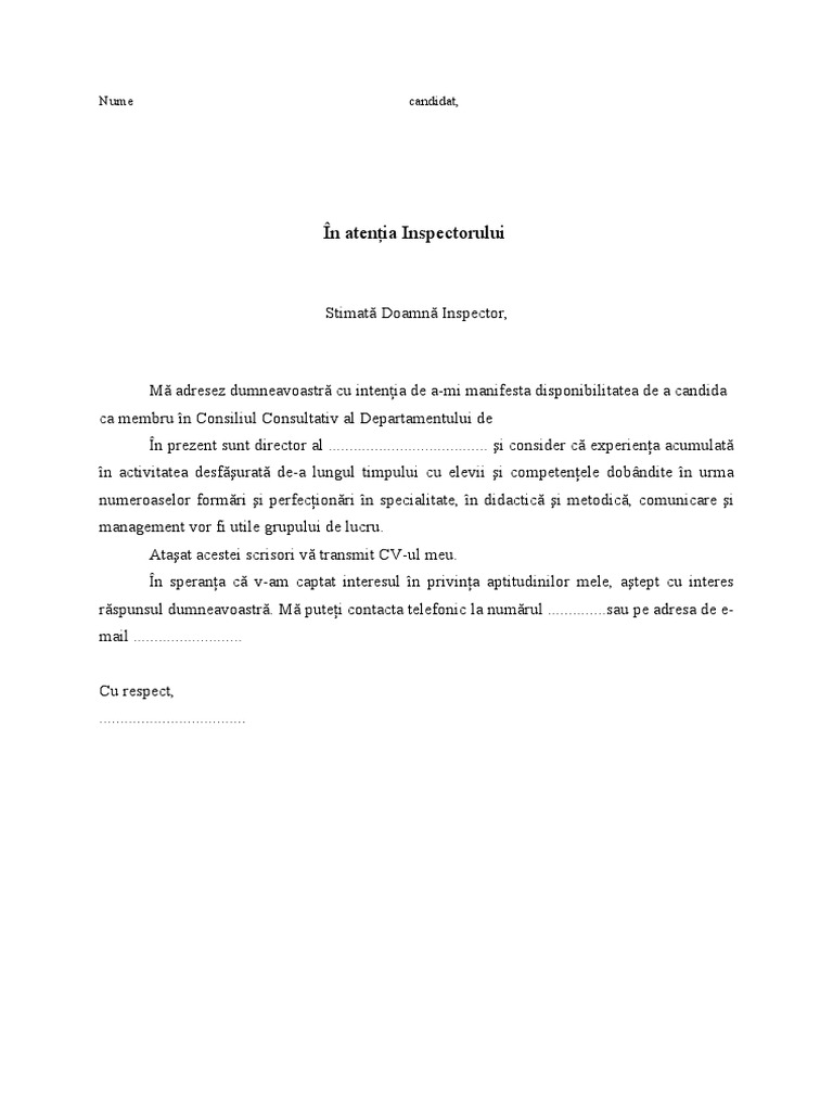 Scrisoare de Intentie | PDF