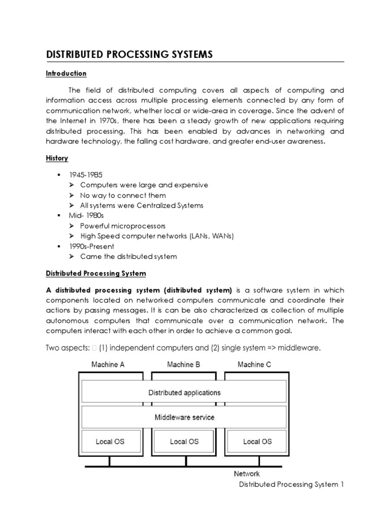 Distributed Processing Systems | PDF | Distributed Computing | Computer Network
