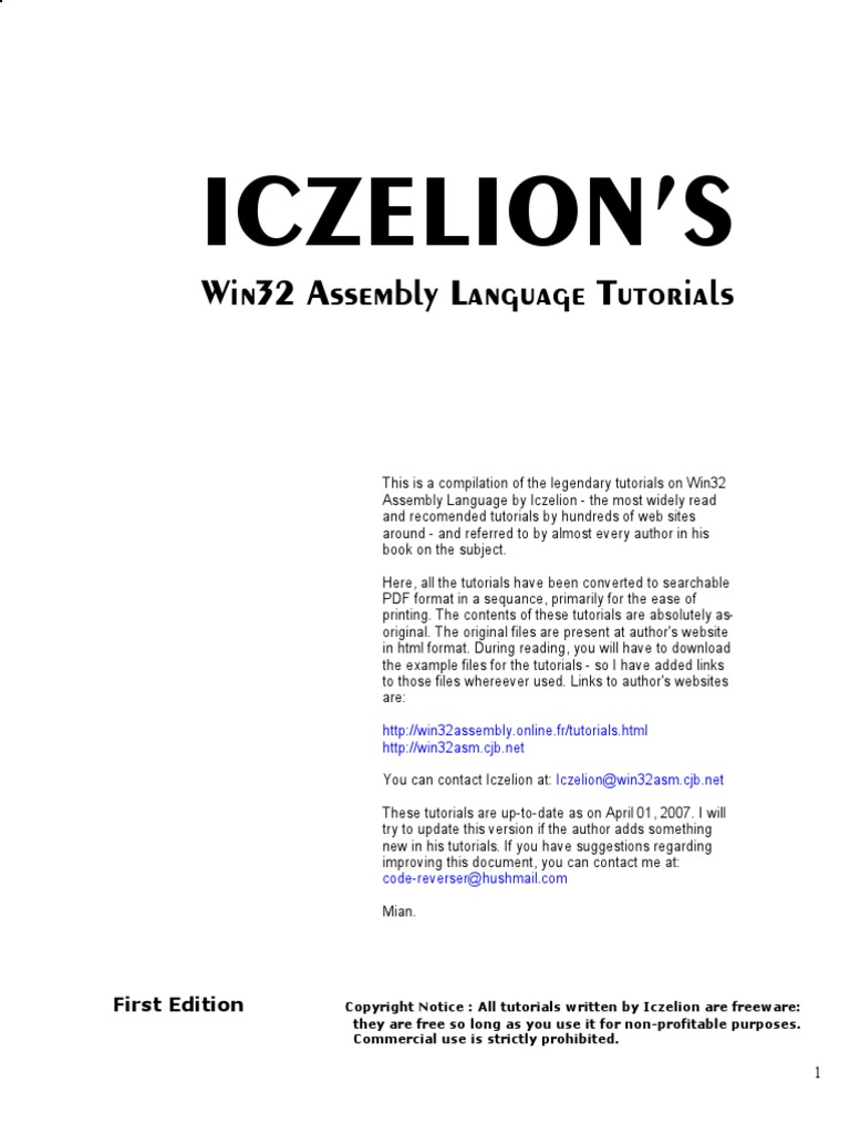 052 Iczelions - Win32 - Assembly - Tutorials PDF | PDF | Subroutine | Library (Computing)