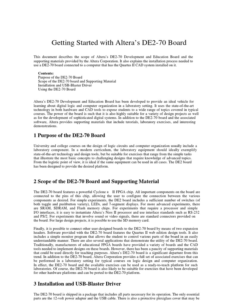 Getting Started With Altera DE2-70 Board | PDF | Device Driver | Usb
