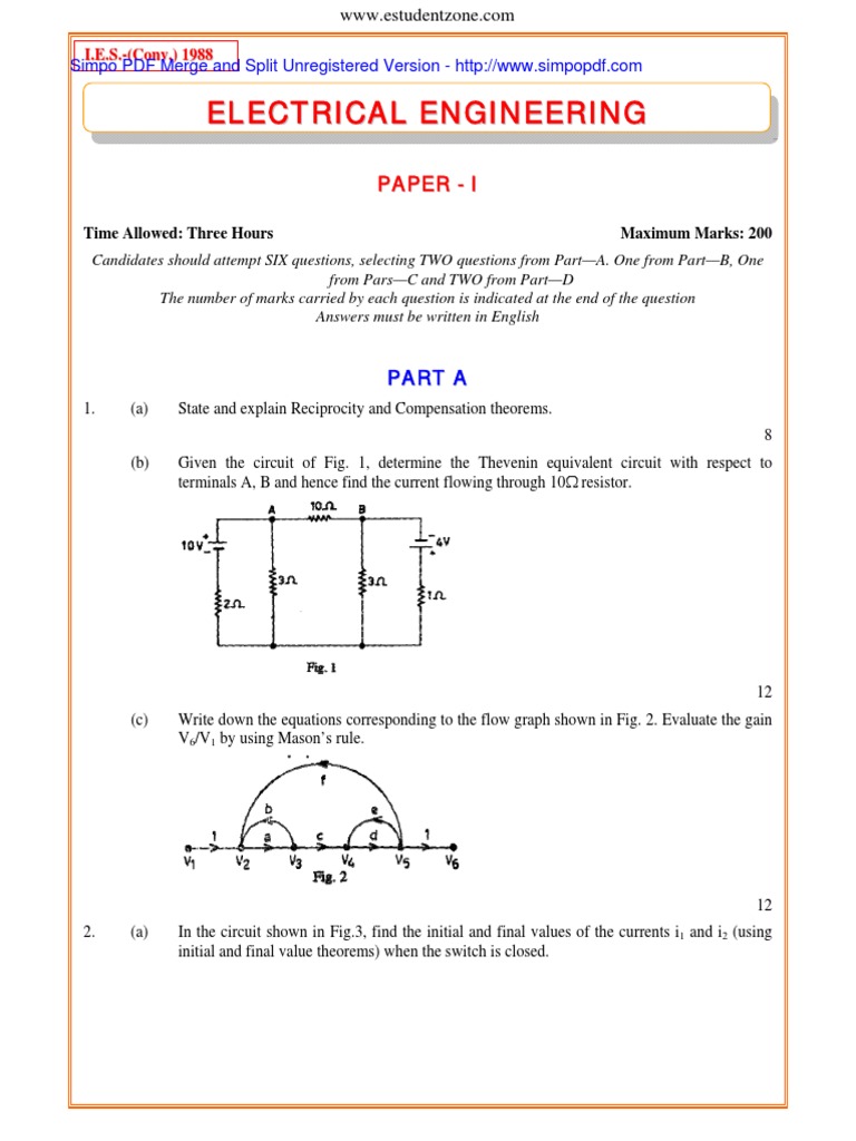 Electrical Engineering Exam Guide | PDF | Electrical Resistivity And ...