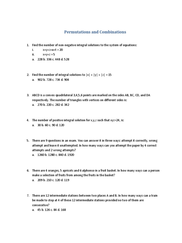 Permutations And Combinations Pdf Geometric Shapes Triangle