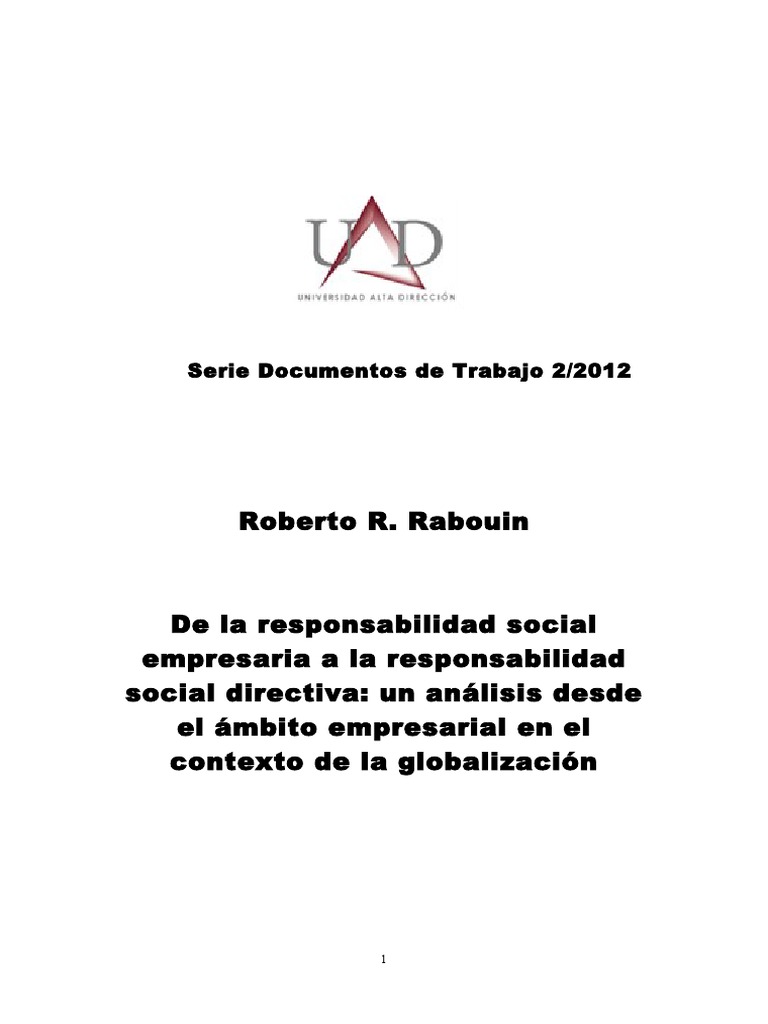 Roberto R. Rabouin: de La Responsabilidad Social Empresaria A La ...