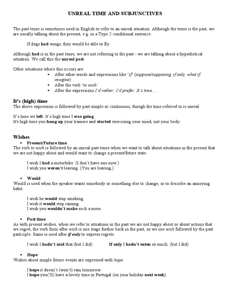 Unreal Time and Subjunctives 300309 | PDF | Grammar | Semantics