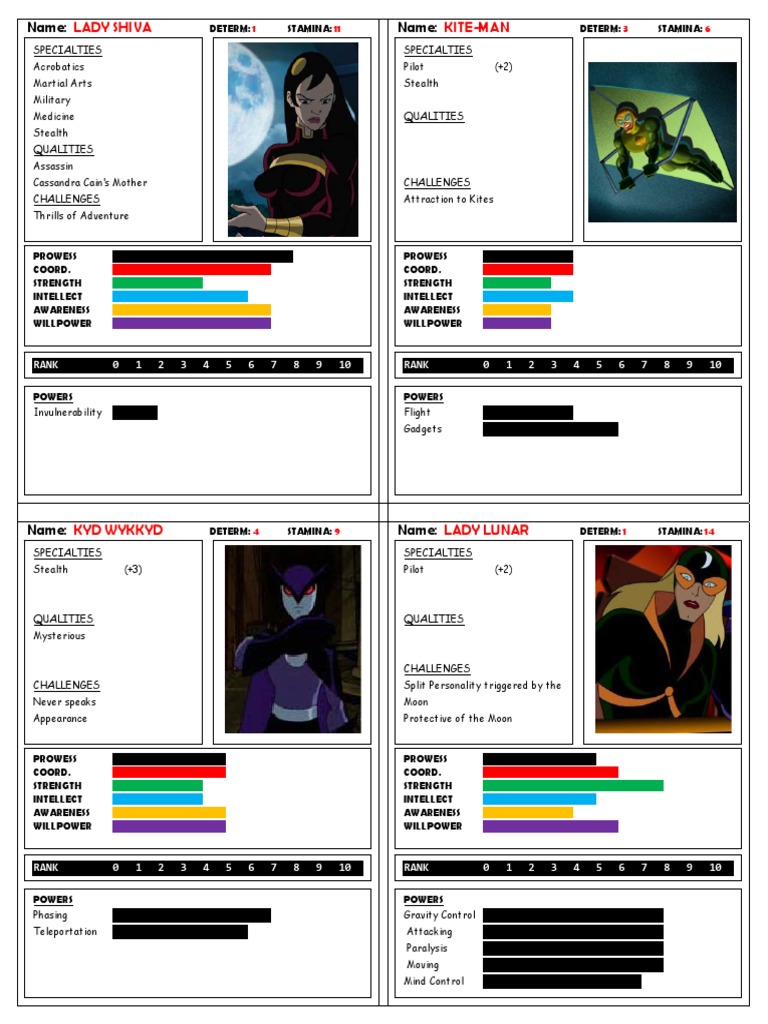 DC Character Stats and Abilities | PDF