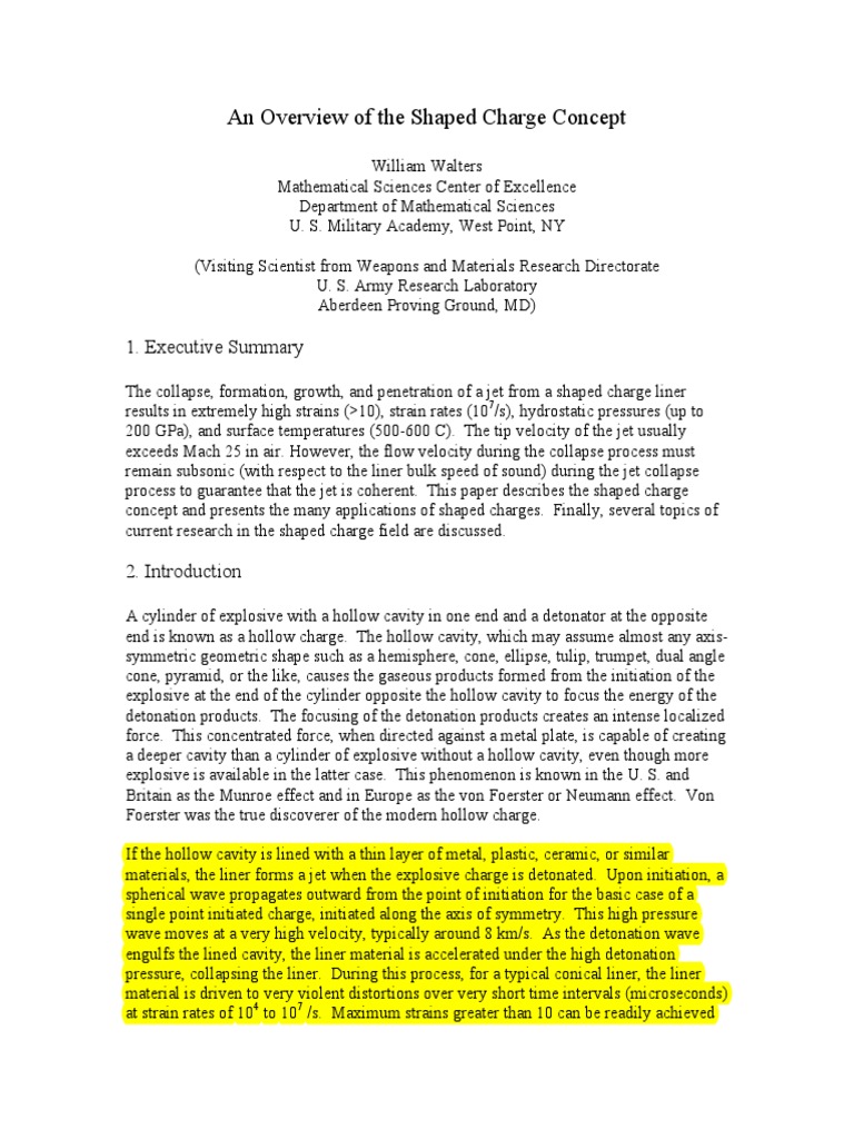 An Overview of The Shaped Charge Concept PDF | PDF | Explosive Material ...