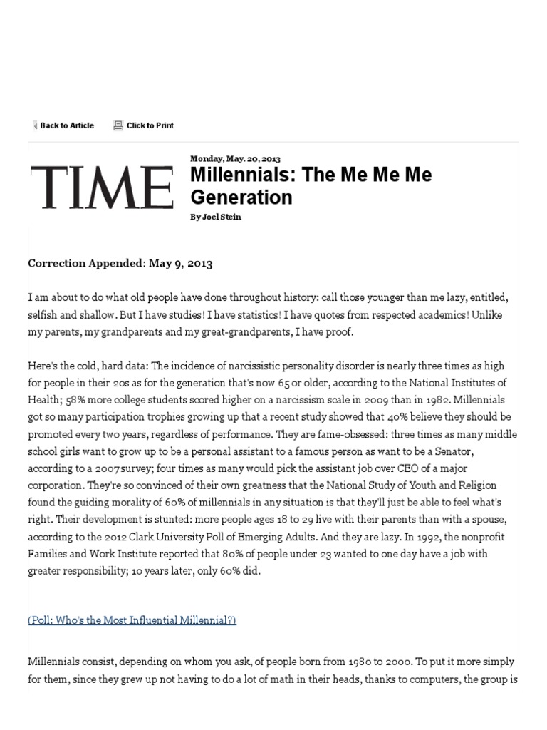 The Me Generation - Printout - TIME PDF | PDF