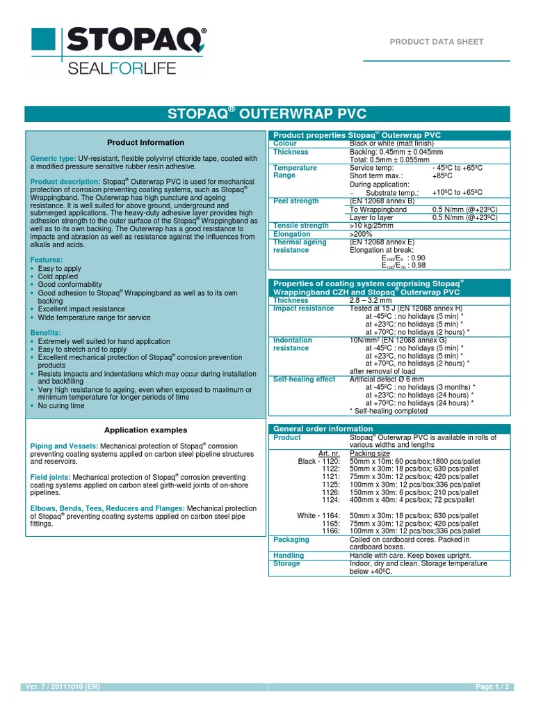 460 Pds Stopaq Outerwrap PVC v7 (En) PDF | PDF | Polyvinyl Chloride ...