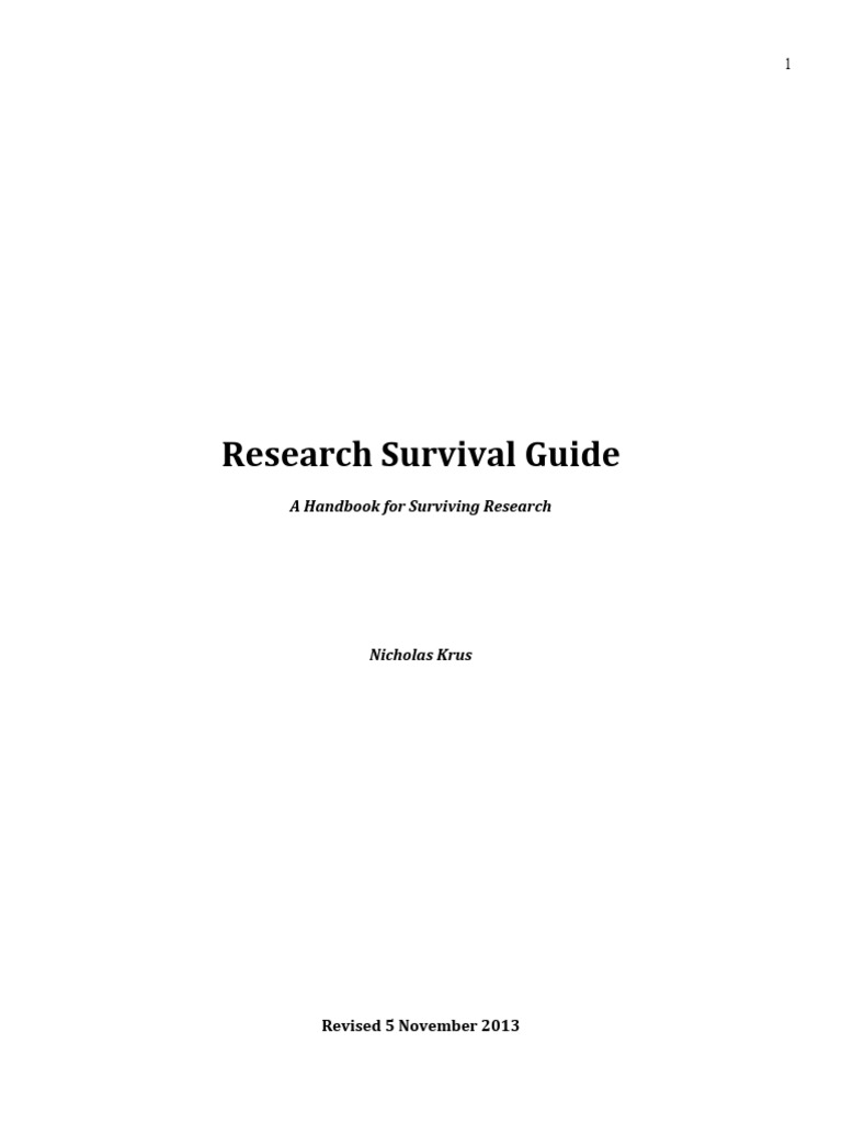 Research Survival Guide: A Handbook For Surviving Research | PDF ...