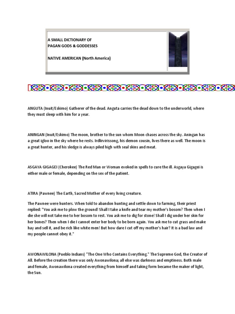 Native American Gods and Goddesses - North America | PDF | Mythology ...