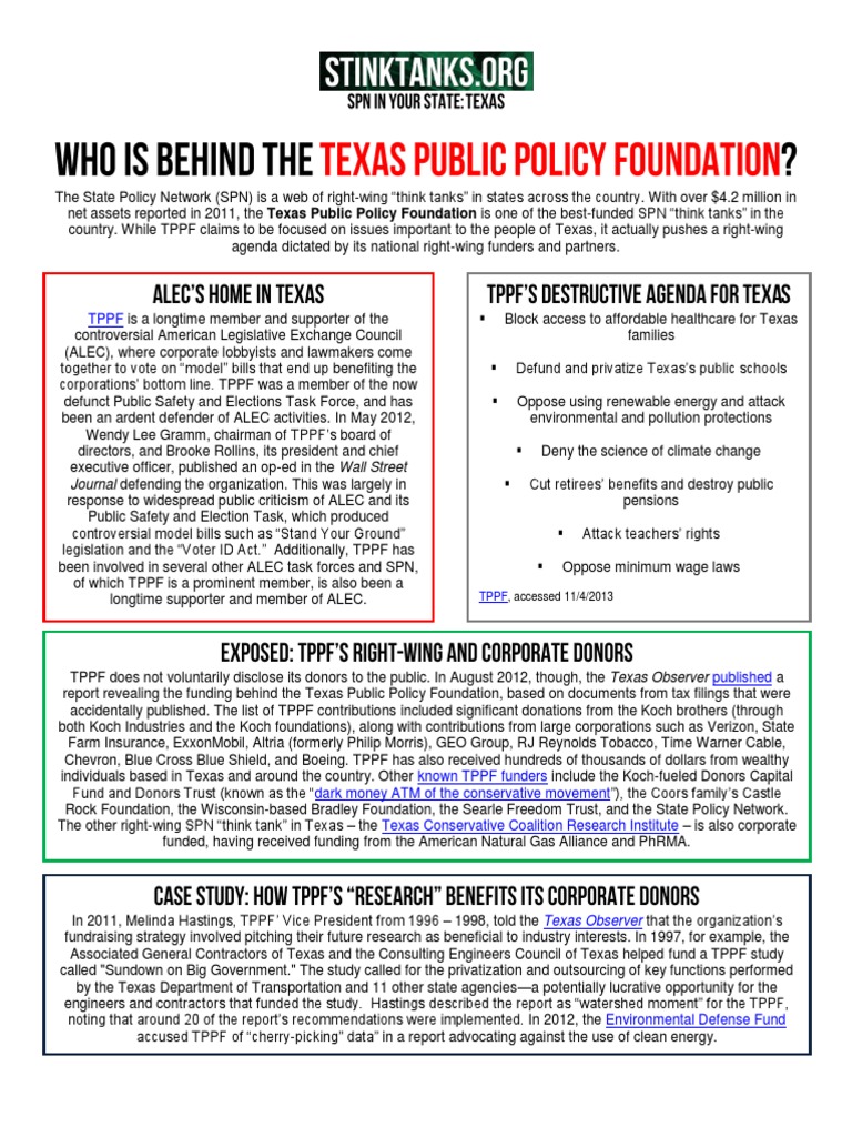 TX - Who Is Behind The Texas Public Policy Foundation | PDF | Politics ...