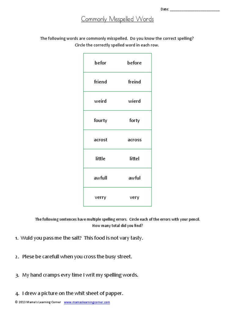 Commonly Mispelled Words | PDF