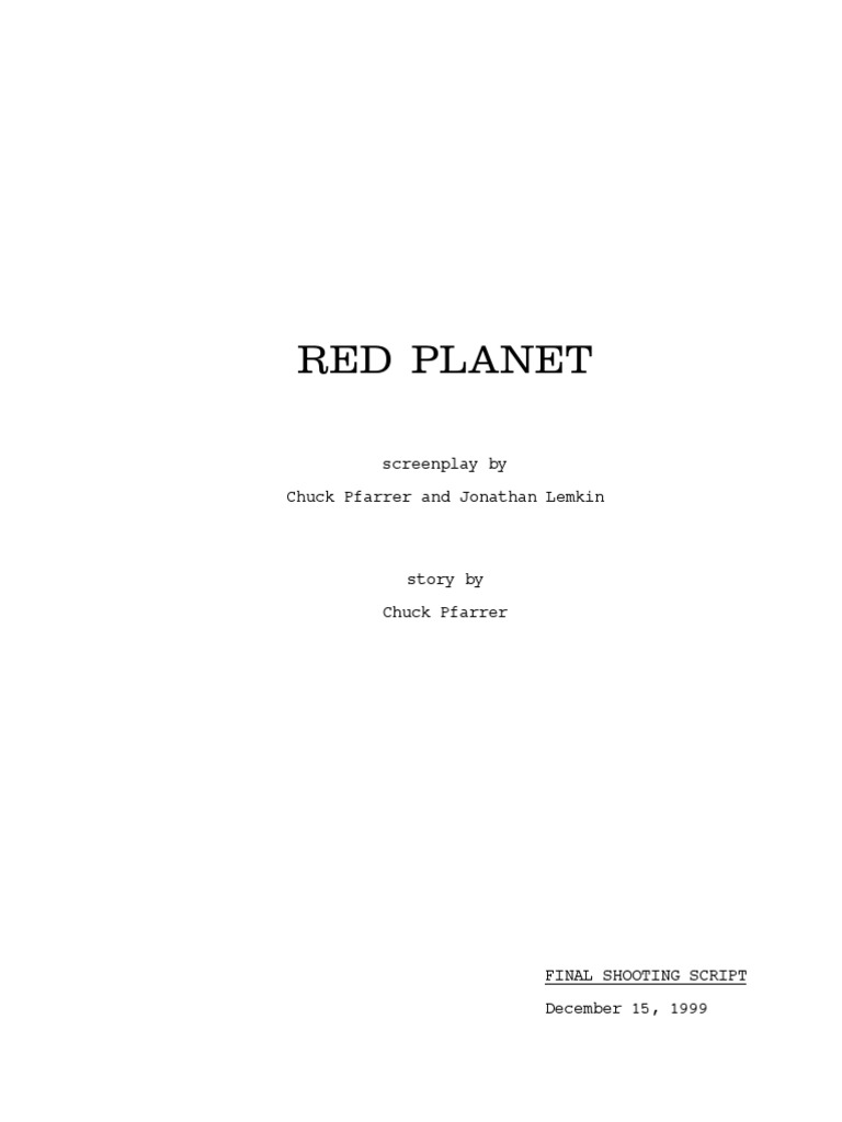 Red - Planet Movie Script | PDF | Mars | Nature
