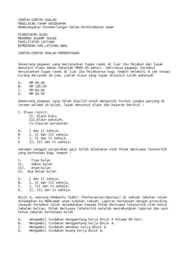 Contoh Soalan Latihan 1 | PDF
