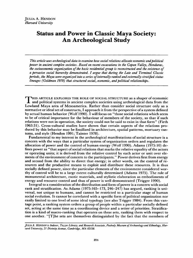 Art - Status and Power in Classic Maya Society - An Archeological Study ...