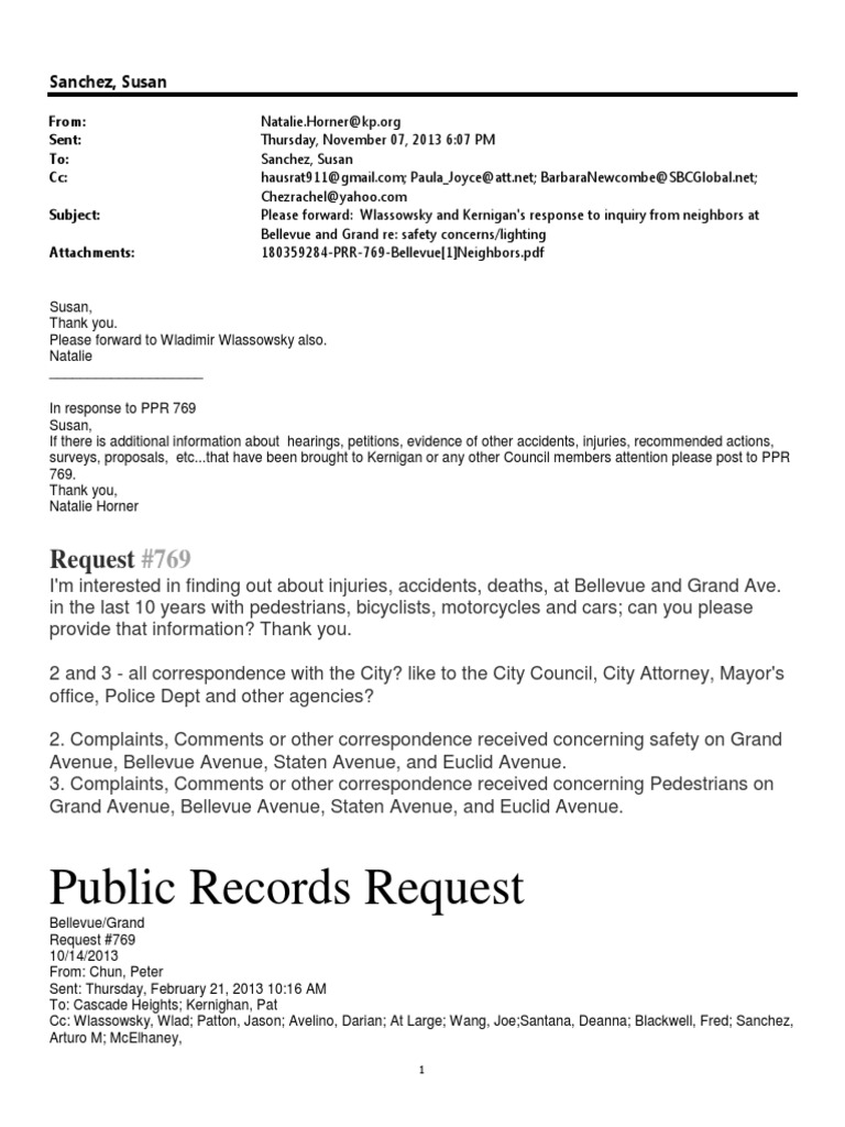 Public Records Request | Pedestrian Crossing | Lane