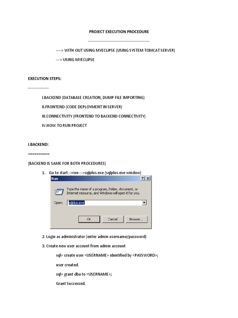 Project Execution Procedure | PDF | User (Computing) | Oracle Database