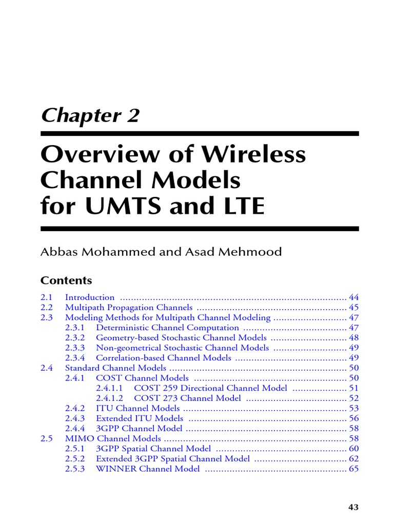 Overview of Wireless Channel Models For UMTS and LTE: Abbas Mohammed ...