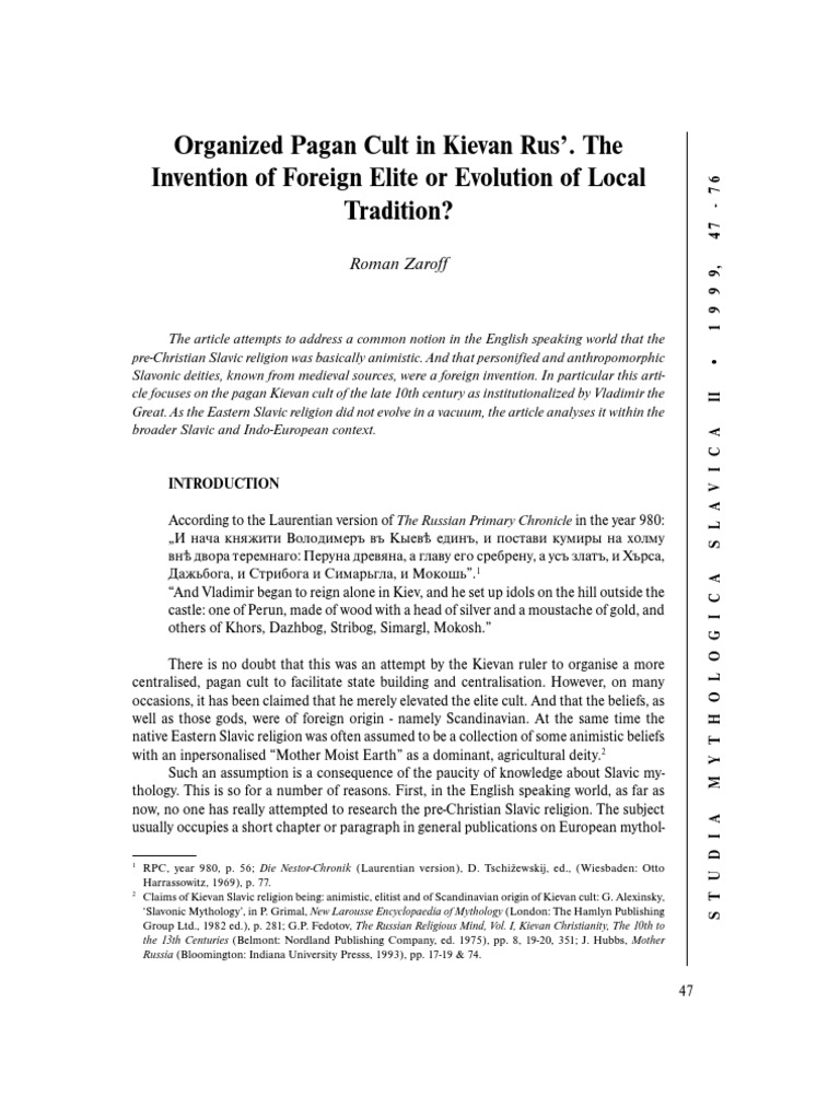 ZAROFF Organized Pagan Cult in Kievan Rus PDF | PDF | Slavs | Deities