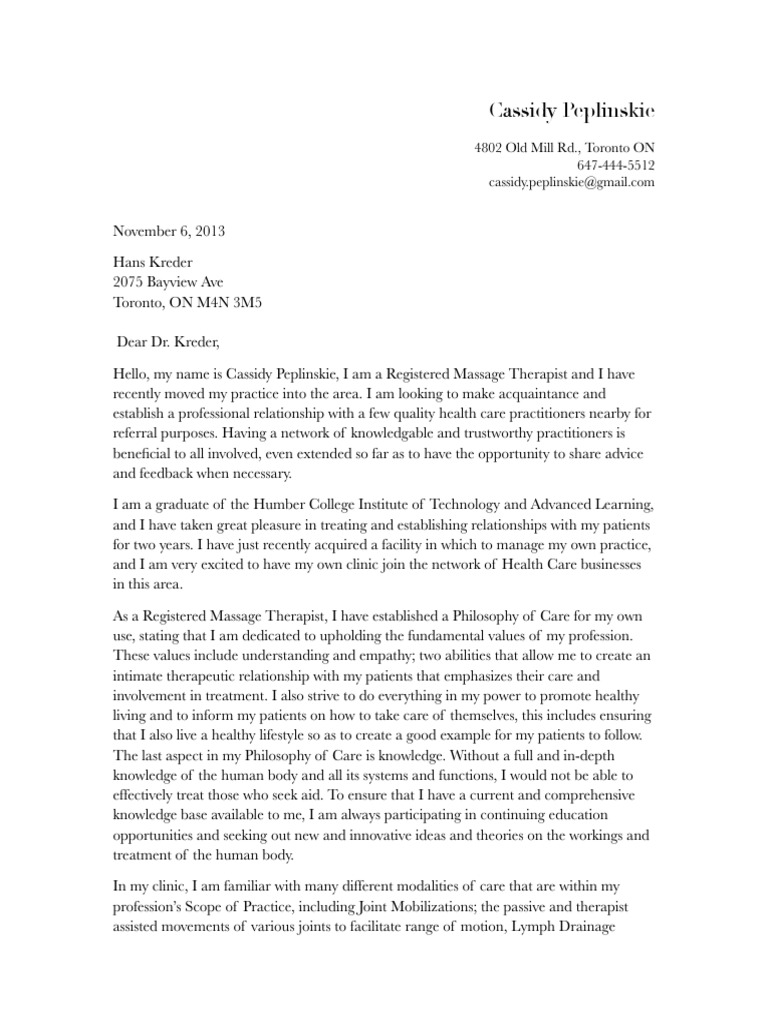 Introductory Letter | PDF | Physical Therapy | Health Care