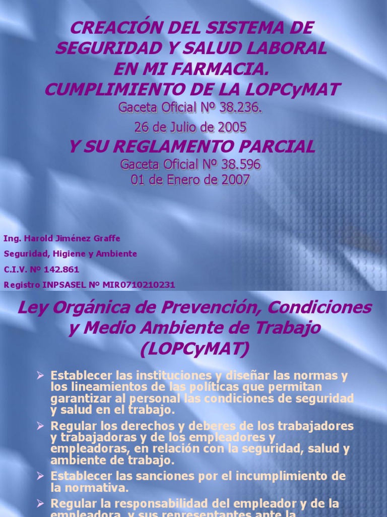Lopcymat Pdf Derecho Laboral Seguridad Y Salud Ocupacional
