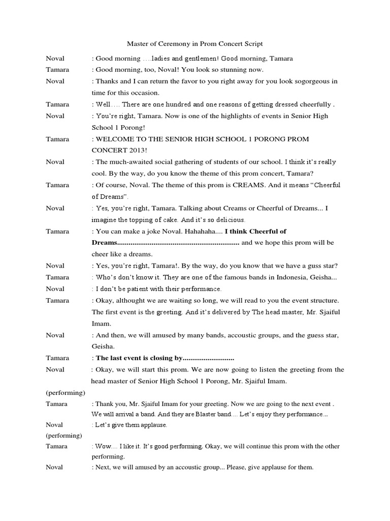Master of Ceremony Script | PDF