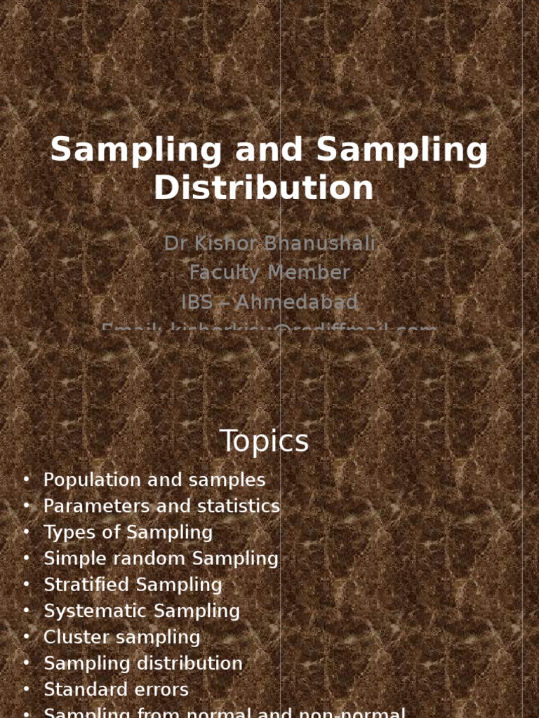 Sampling and Sampling Distribution | PDF | Standard Error | Sampling (Statistics)
